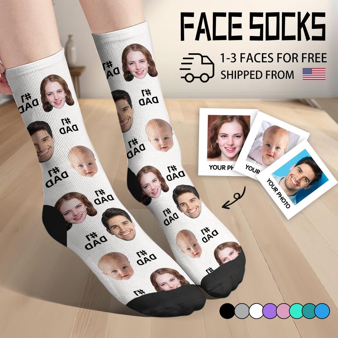 Custom Face Socks, Photo Personalized Socks, Faces on Socks, Picture ...