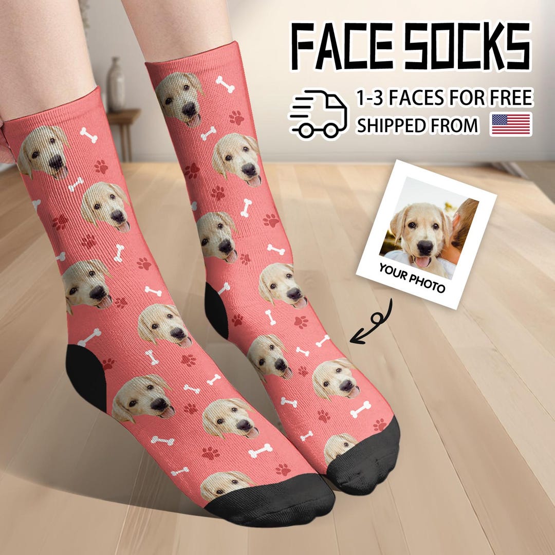 Custom Pet Face Socks: Personalized Dog Photo Socks, Funny Gift - Etsy