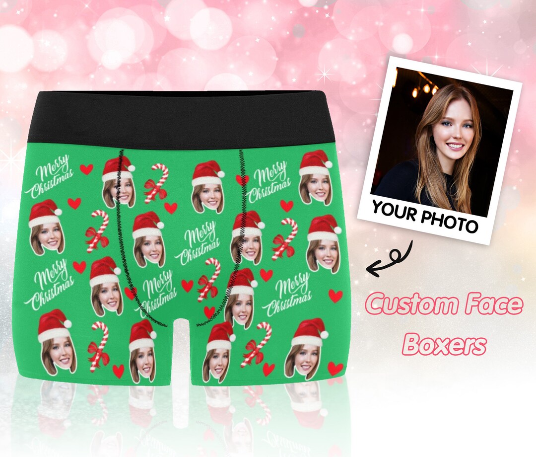 Personalized Christmas Men Face Boxer, Custom Men Underwear, Funny ...