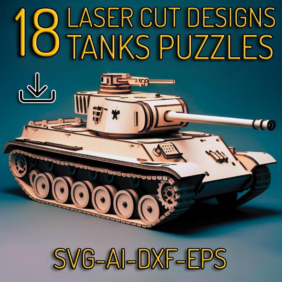 Bundle 18 TANKS Laser Cutting Files | Svg AI Eps Dxf | Works With ...