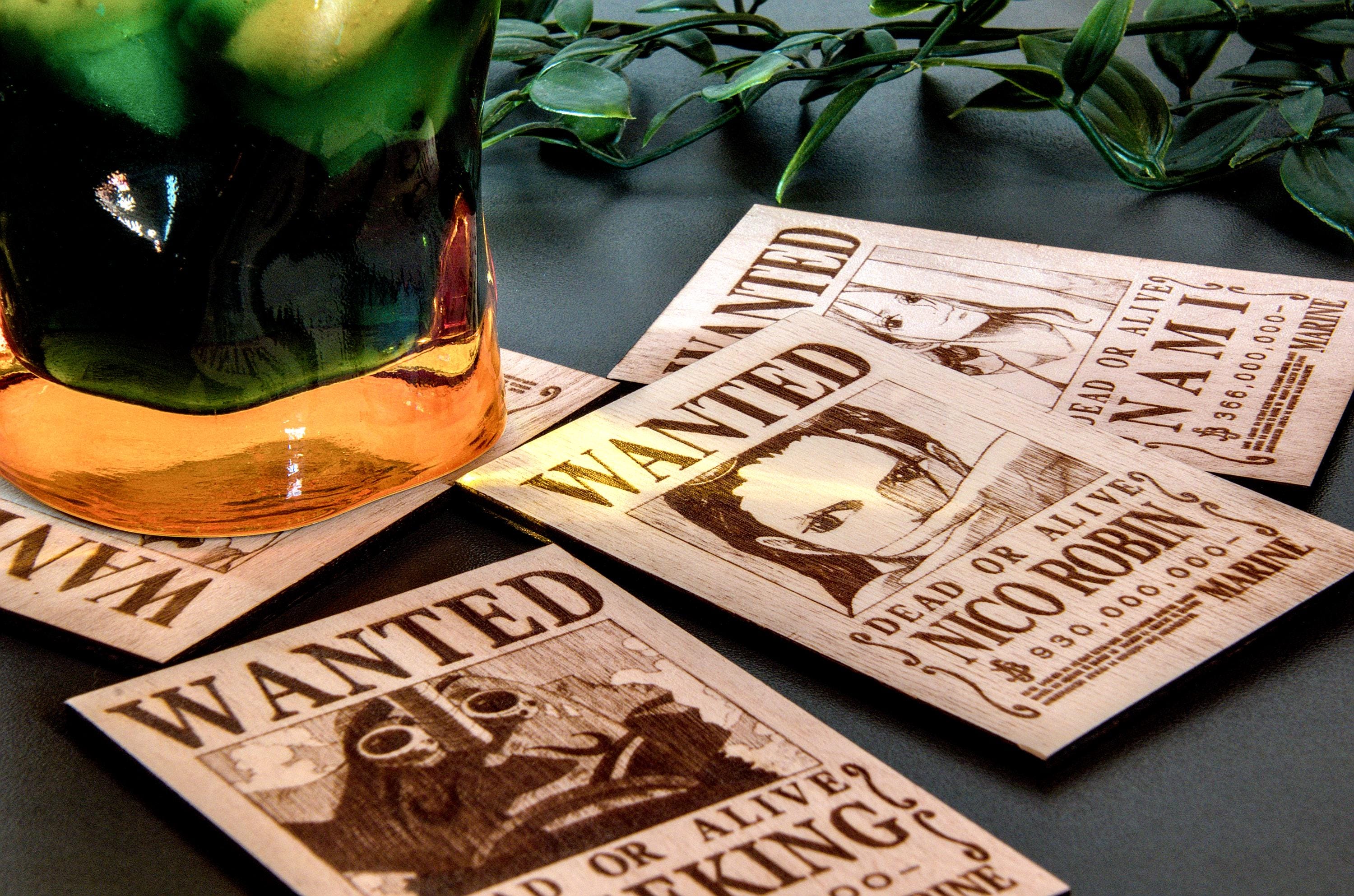 One Piece Coasters - Wood Coaster Set Manga Gift - Luffy Nami Robin ...