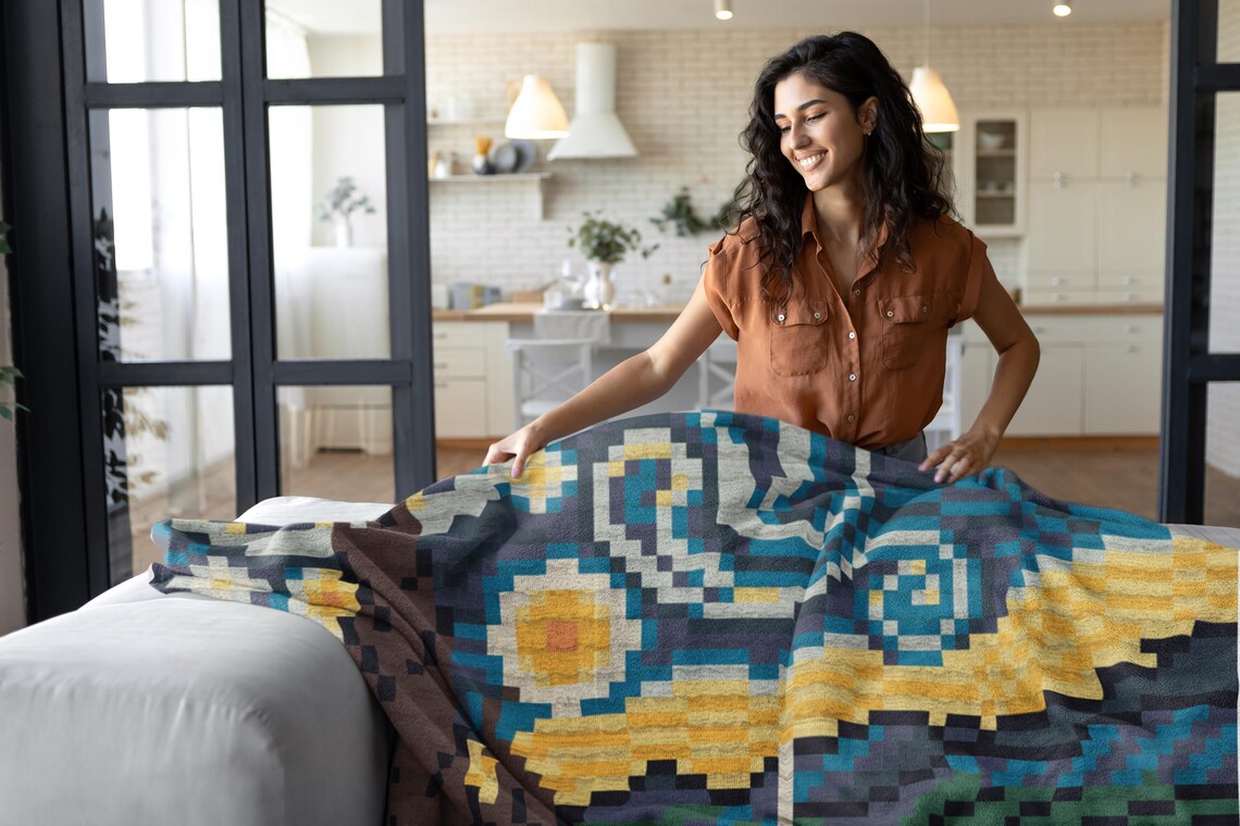 Crochet Pattern C2C Starry Night Vincent Van Gogh 1889 Vintage Counted ...
