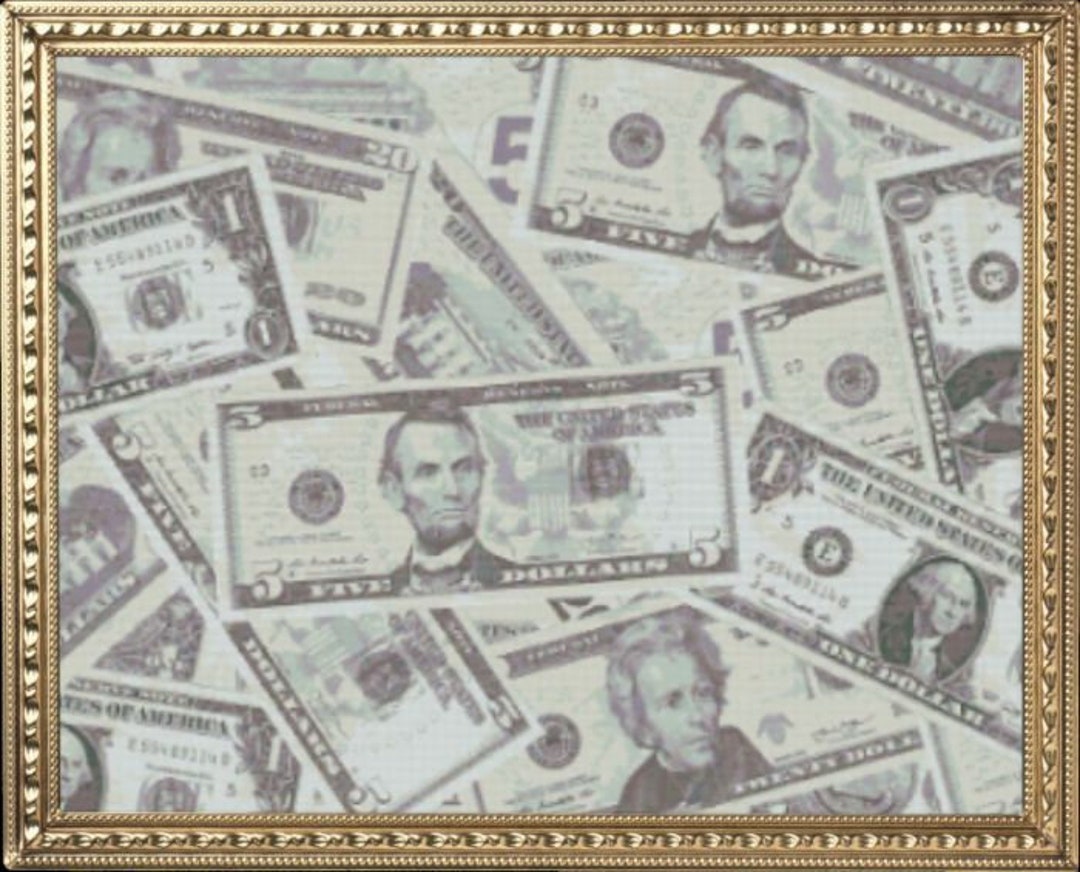 PDF Counted Vintage Cross Stitch Pattern | Scattered Banknotes | 5 ...