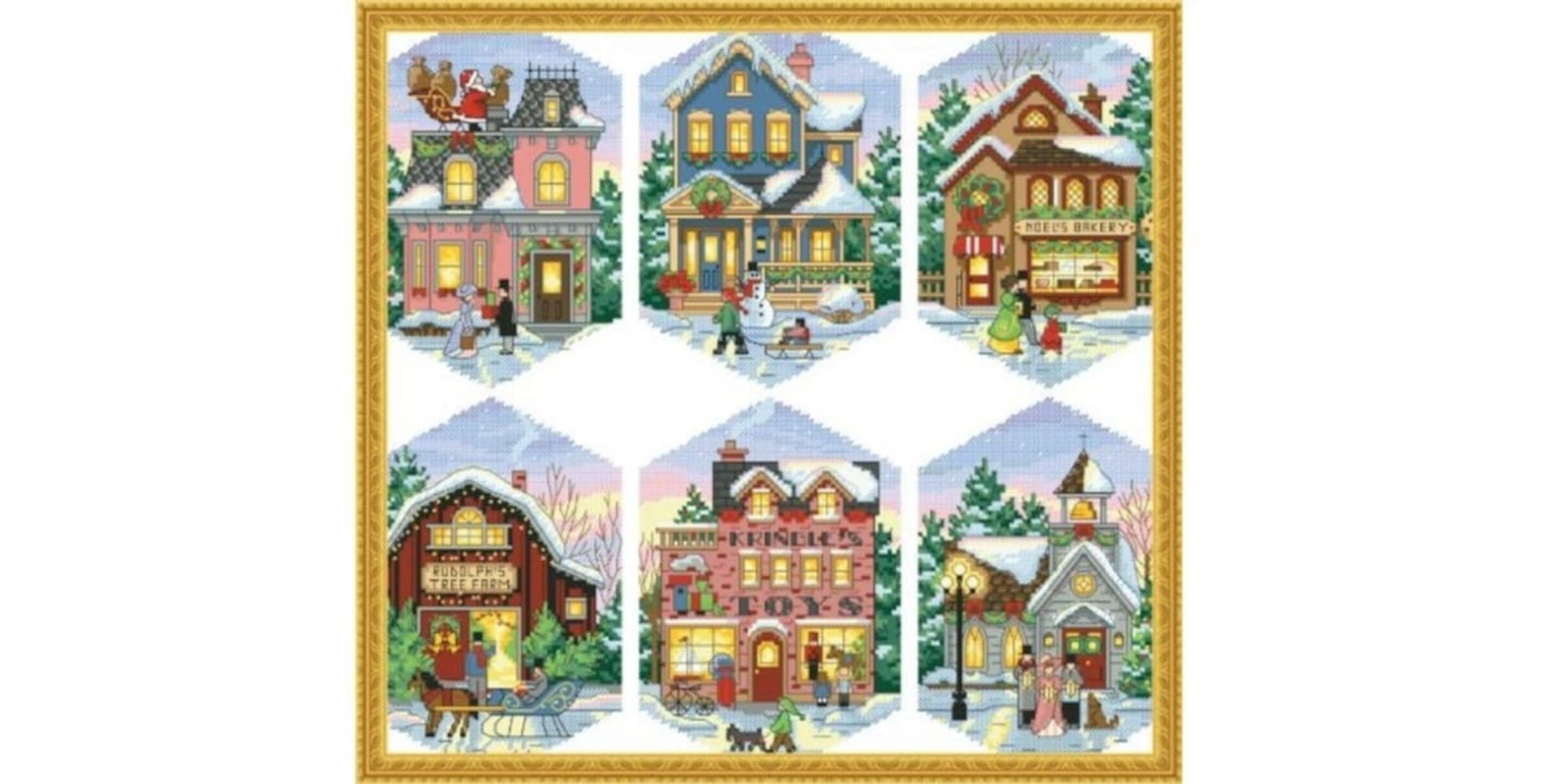PDF Counted Vintage Cross Stitch Pattern | Christmas Village Ornament ...