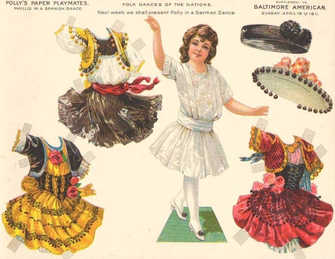 PDF Vintage Paper Dolls | Paper Doll National Spanish Dance | Printable ...