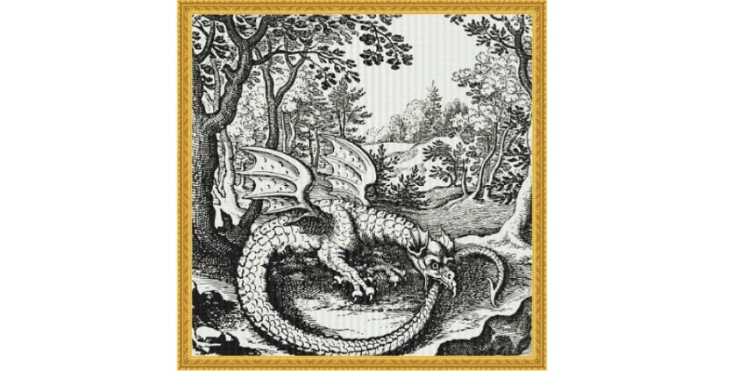 PDF Counted Vintage Cross Stitch Pattern | Ouroboros | Engraving by L ...