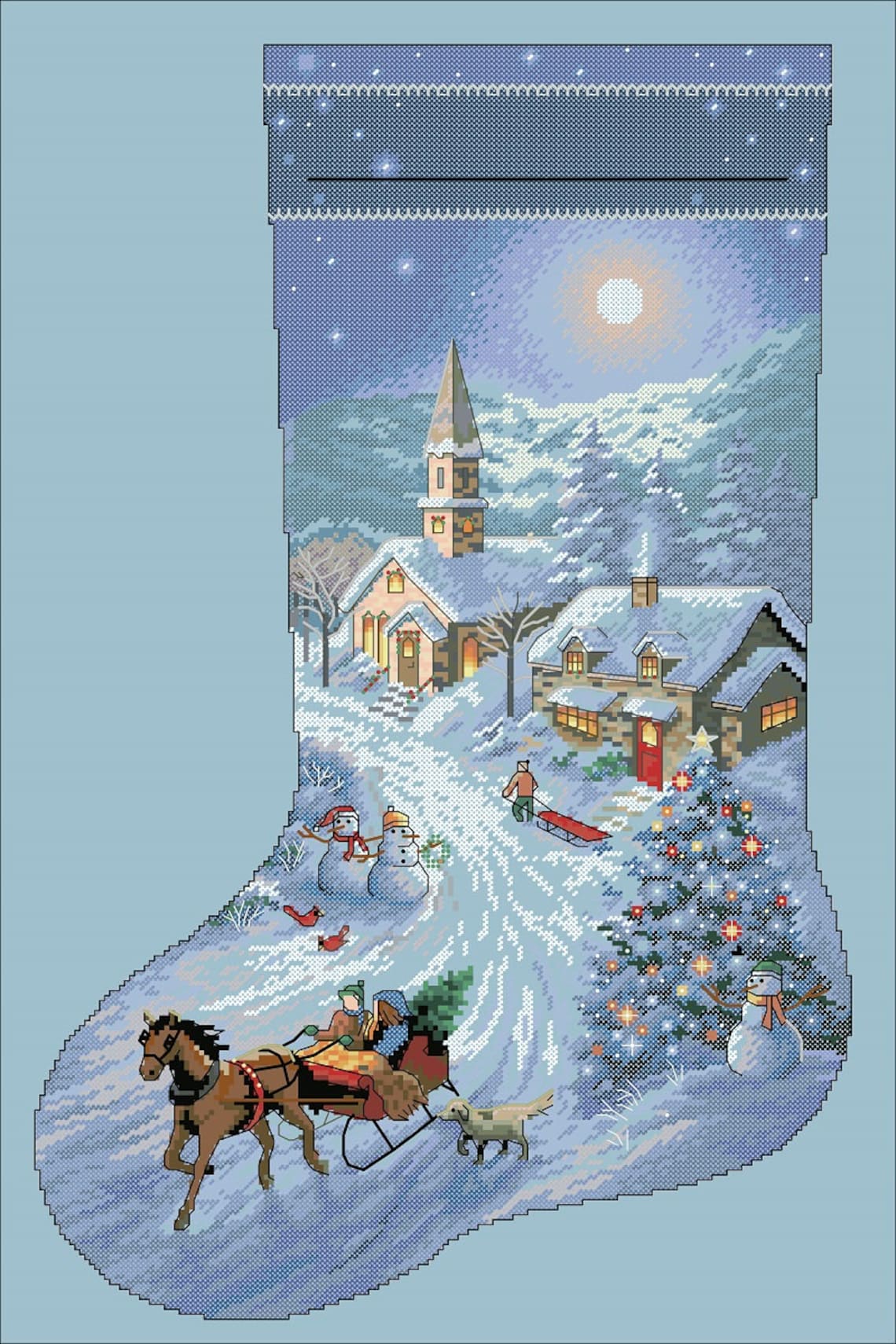 PDF Vintage Cross Stitch Pattern Christmas Stocking Scheme - Etsy