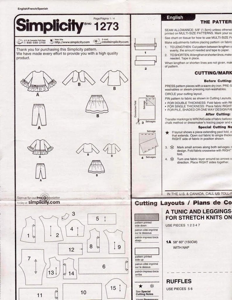 PDF Vintage Simplicity 1273 Dolls 18" Sewing Pattern | Wardrobe Clothes ...
