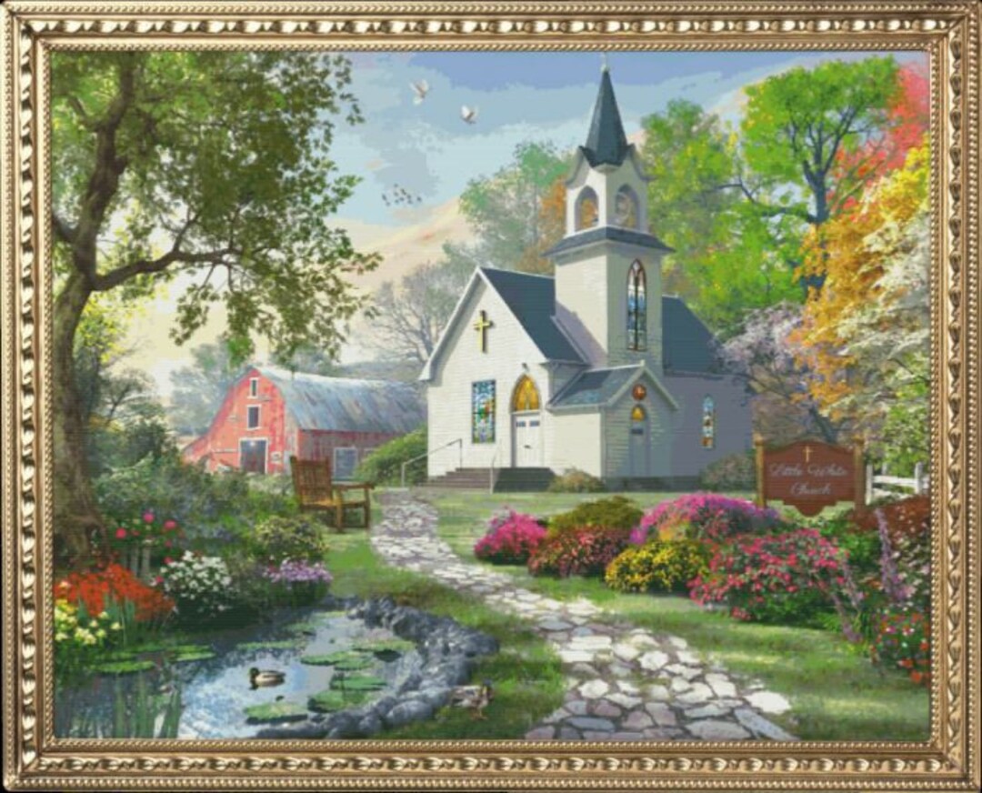 PDF Counted Vintage Cross Stitch Pattern | Church | 7 Sizes | Highly ...