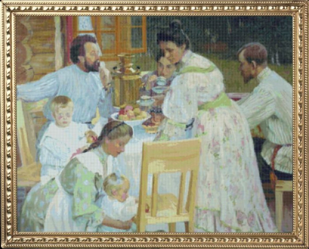 PDF Counted Vintage Cross Stitch Pattern |on the Terrace | Boris ...