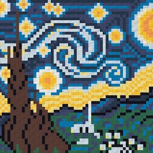 Crochet Pattern C2C Starry Night Vincent Van Gogh 1889 Vintage Counted ...