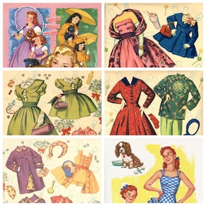 PDF Vintage Paper Dolls | Paper Dolls With Outfits and Pets | Printable ...
