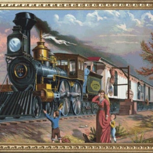 PDF Counted Vintage Cross Stitch Pattern | Mail Train | 3 Sizes ...