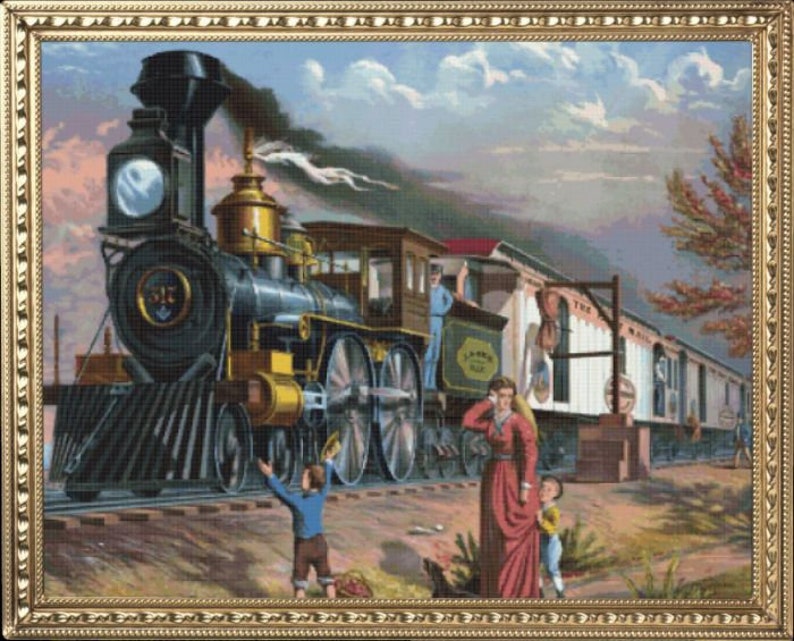 PDF Counted Vintage Cross Stitch Pattern | Mail Train | 3 Sizes ...