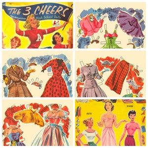 PDF Vintage Paper Dolls | 3 Paper Dolls Cheers | Printable-print-cut ...