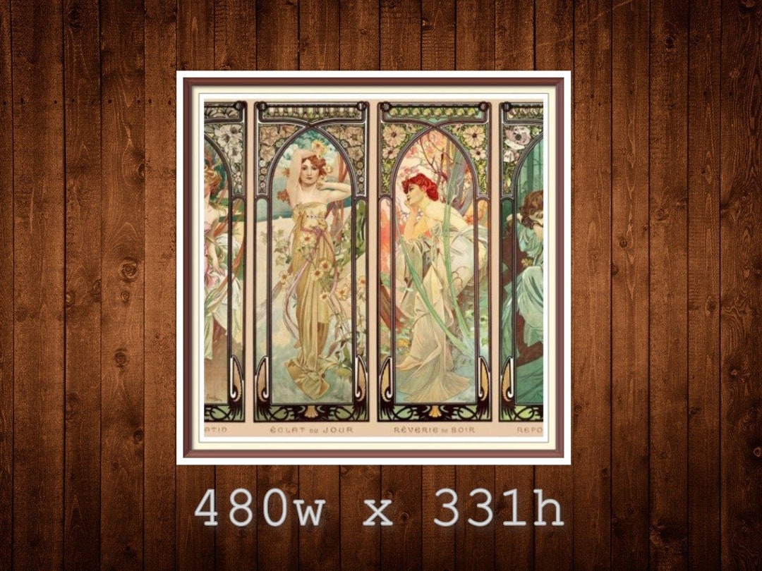 Four Times of the Day Alphonse Mucha 1899 | PDF Cross Stitch Pattern ...