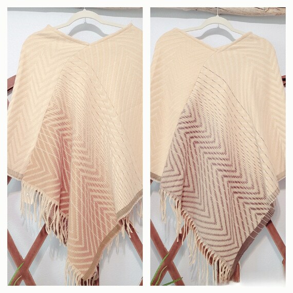 Woman's Poncho Tan Poncho Reversible Poncho Wear 3 - Etsy