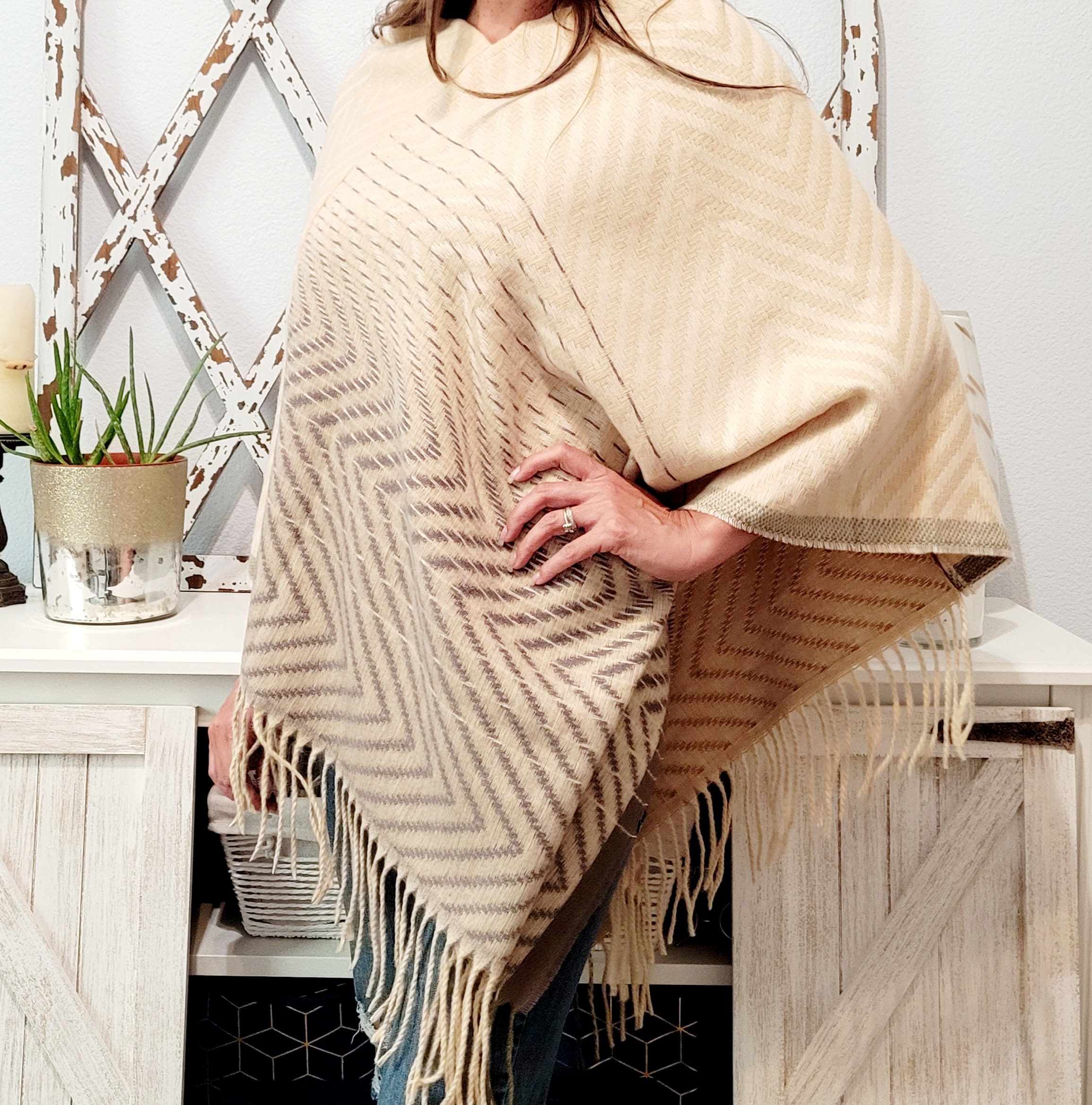 Woman's Poncho Tan Poncho Reversible Poncho Wear 3 - Etsy