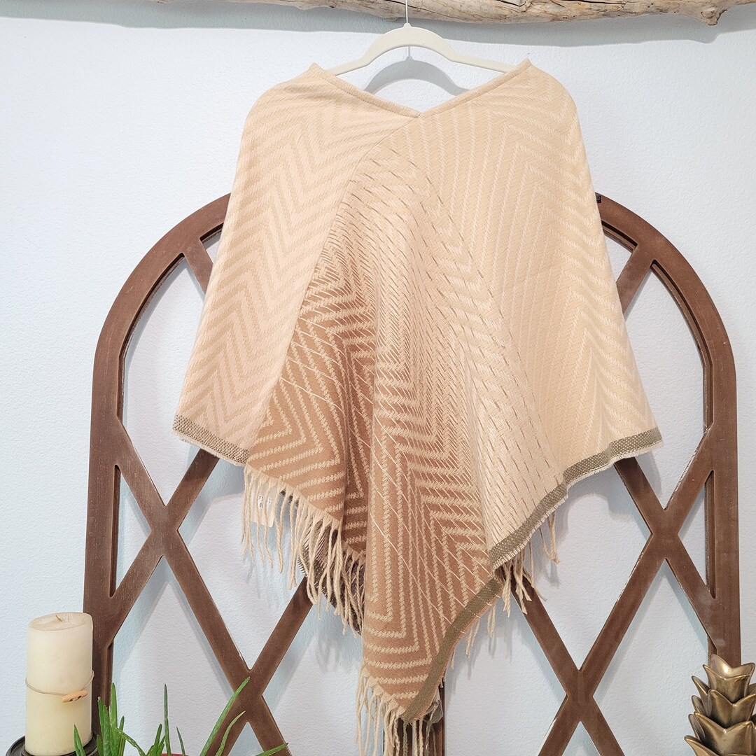 Woman's Poncho, Tan Poncho, Reversible Poncho, Wear 3 Ways, Boho Wrap ...
