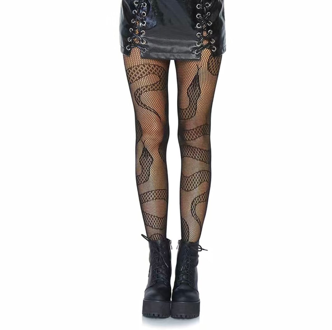 Snake Tights Snake Design Nylons Snake Fishnets Fishnet - Etsy