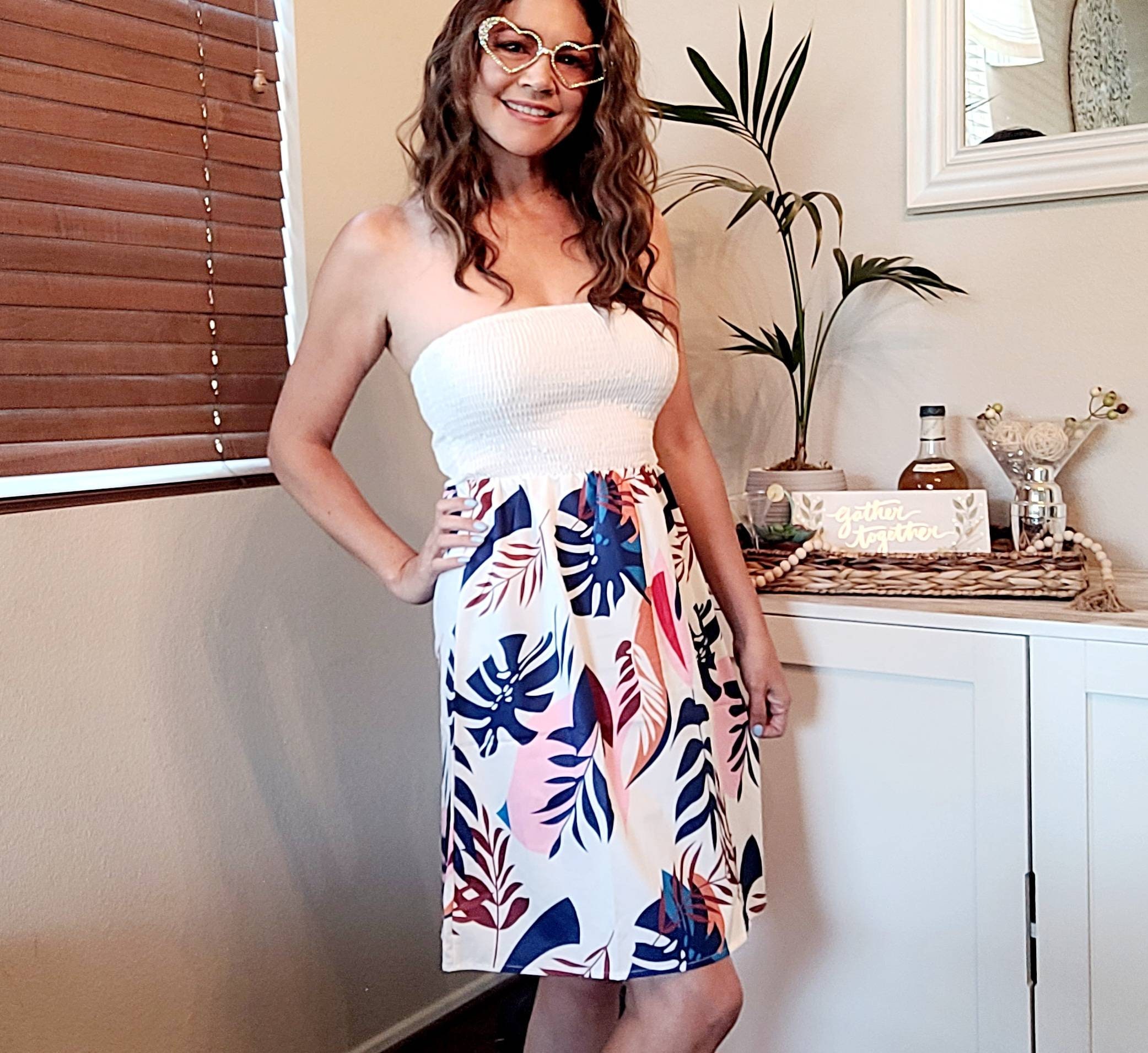 Strapless Sundress, Palm Leaf Dress, Cutest Sundress, Summer Dress ...