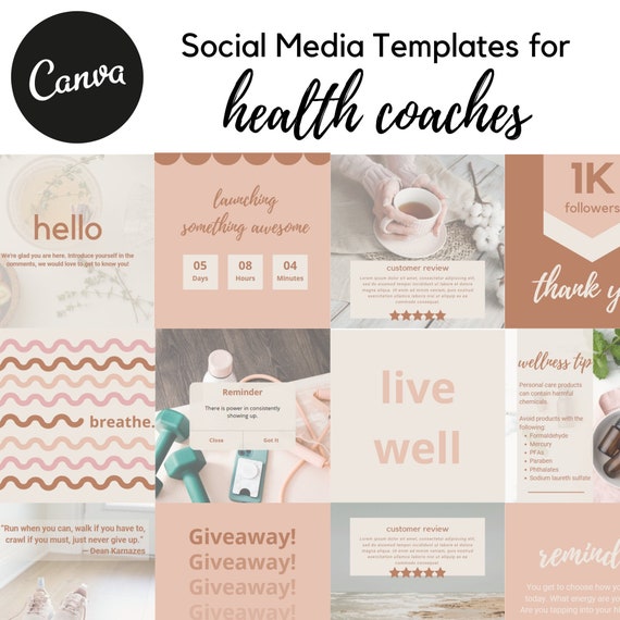 Canva Social Media Templates for Health Coaches - Etsy