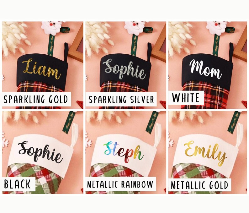 Custom Red Plaid Name Christmas Stocking - Personalized Christmas ...