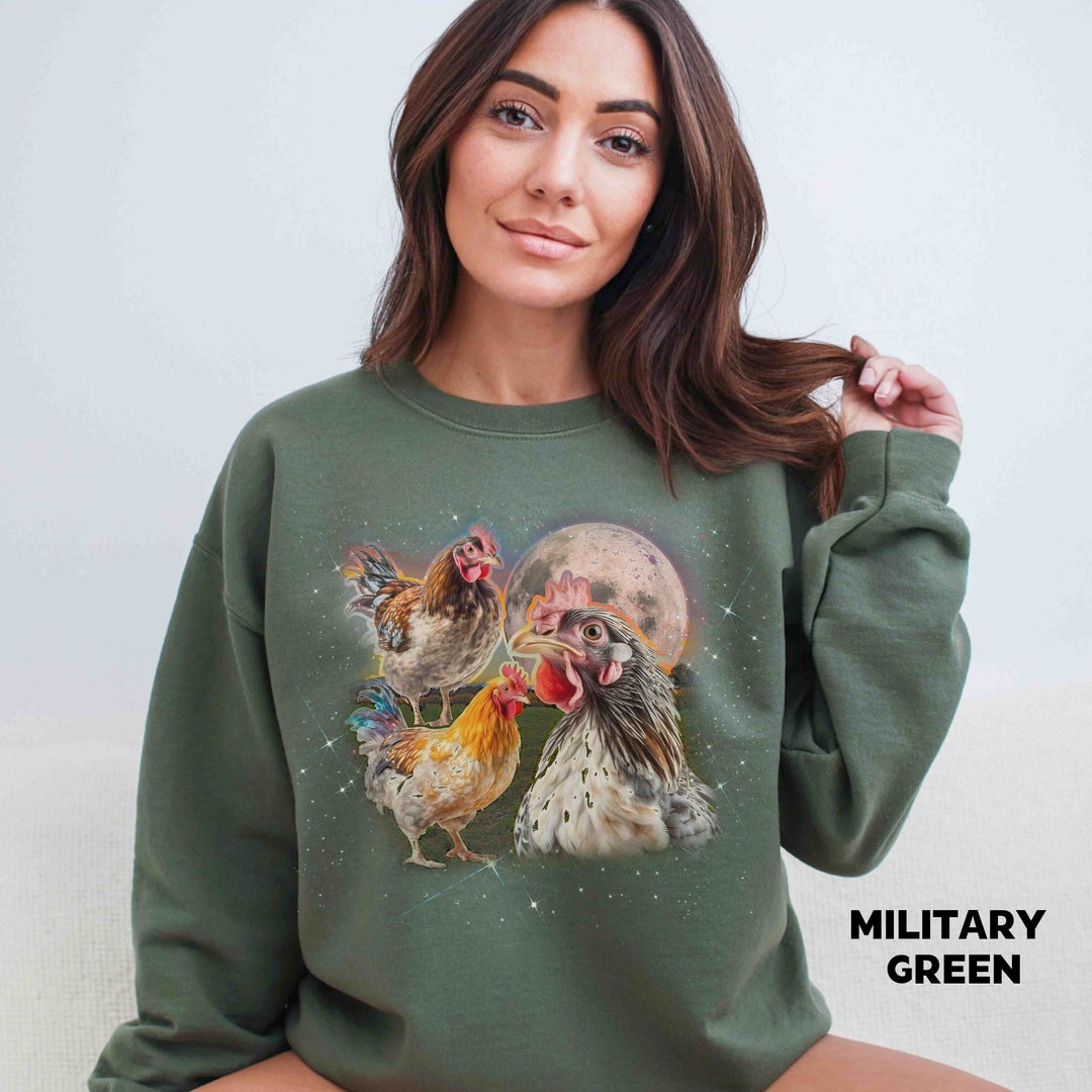 Funny Chicken Sweatshirt, Crazy Chicken Lady 90s Unhinged Shirt ...