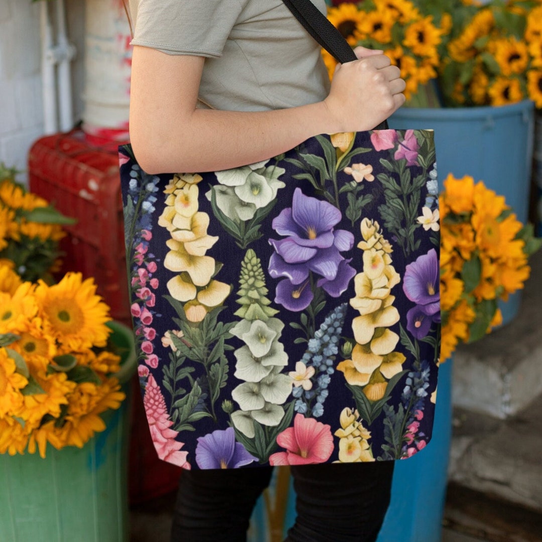 Floral Pattern Tote, Floral Tote Bag, Flower Tote Bag, Flower Pattern ...