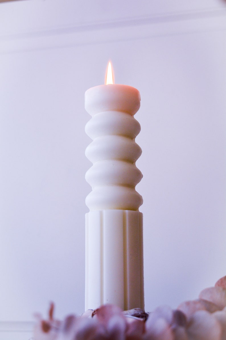 Pillar Candle/ Ribbed Thick Candle/ Large Ribbed Pillar Candle /column ...