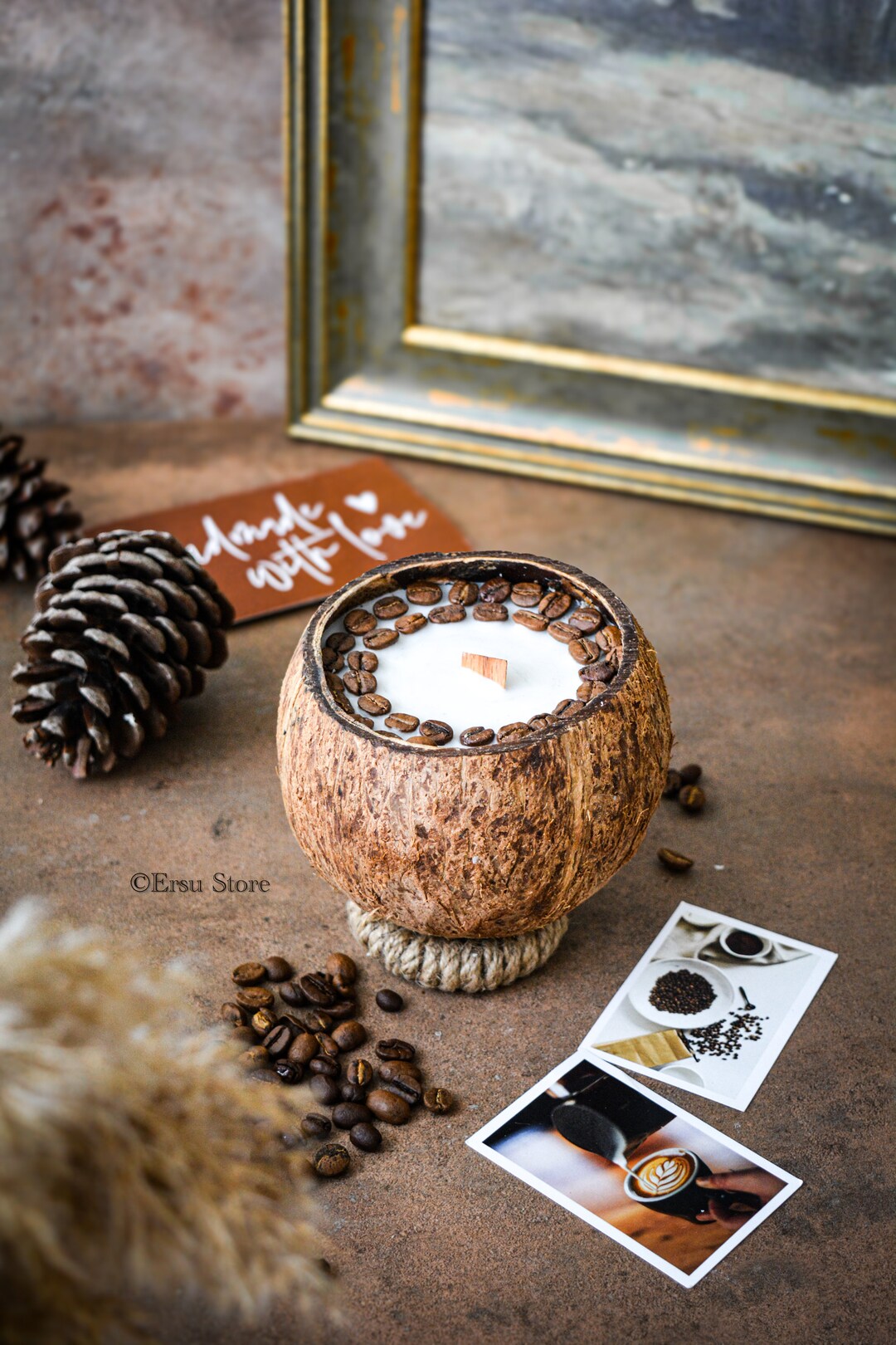 1 Soya Wax Candle Coconut Coffee Bean Application Amazing Amber Scented ...