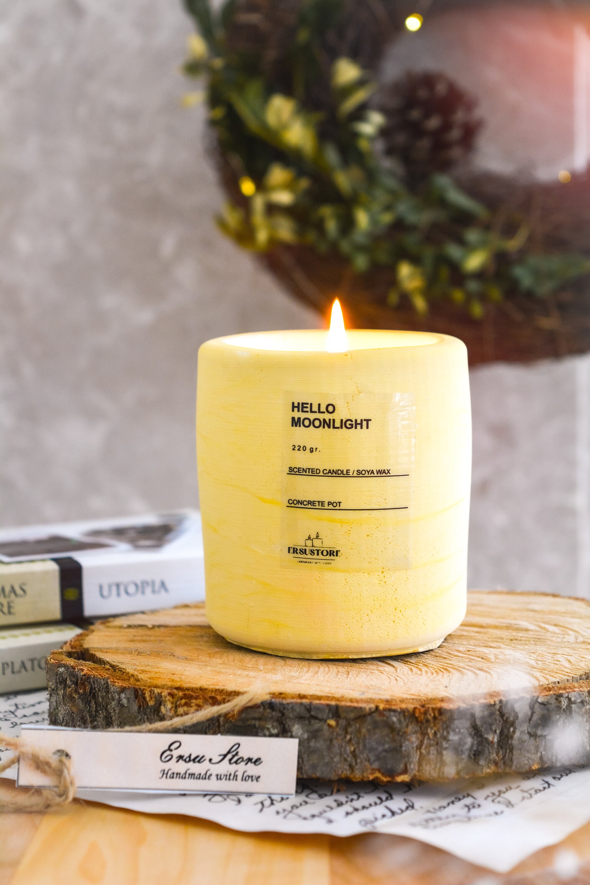 Concrete Luxury Decorative Candle Jars, Scented Wood Wick, Natural ...