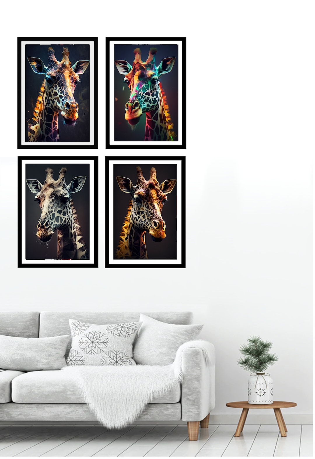 Giraffe Posters Abstract Art Modern Style Design - Gift for Her or Him ...