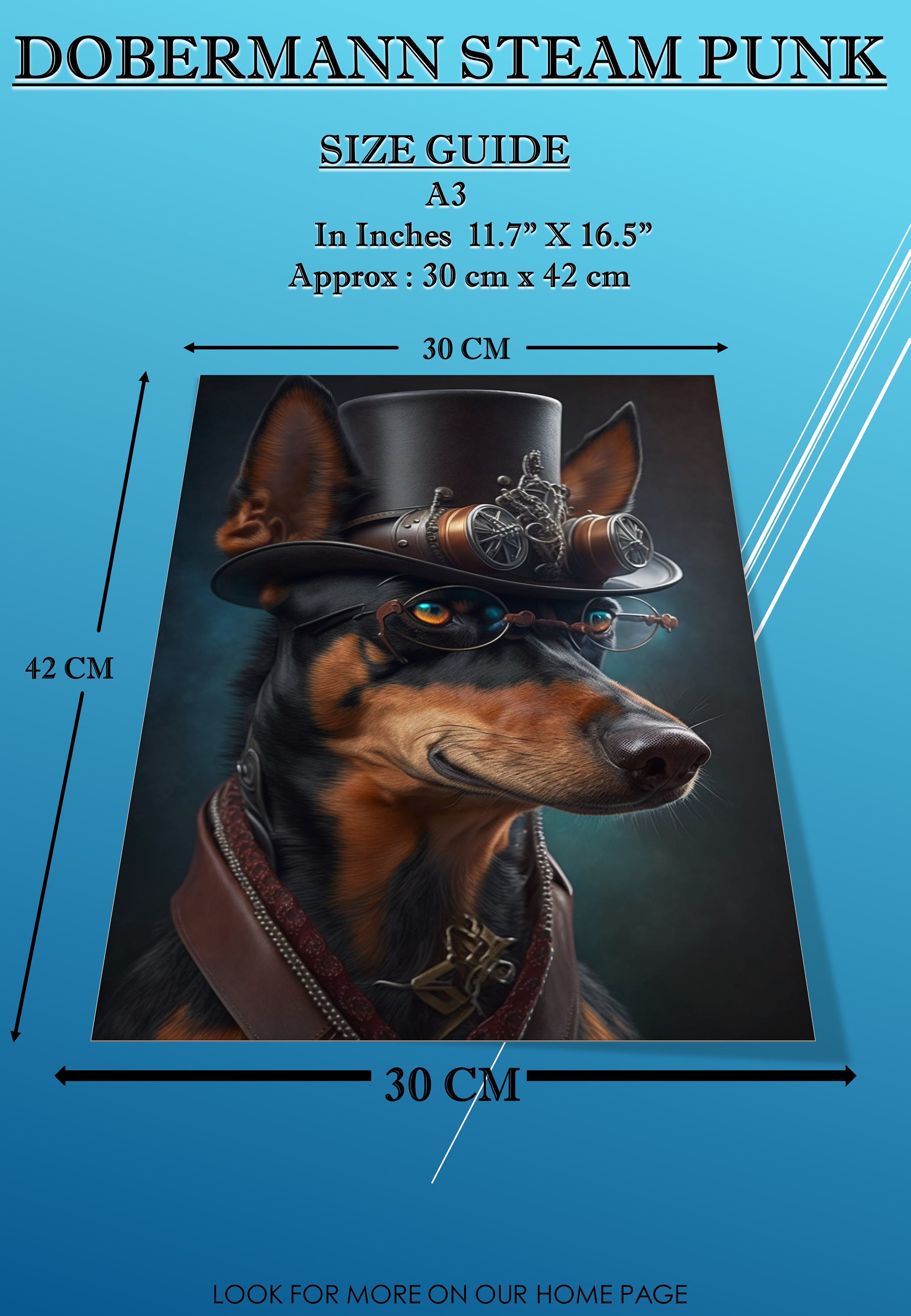 Doberman Dog Portrait : 19th Century Steampunk Dobermann, Art Poster ...