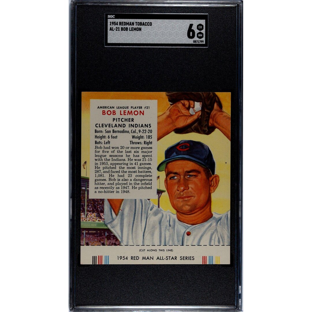 Vintage 1954 Redman Tobacco Bob Lemon SGC 6 - Etsy