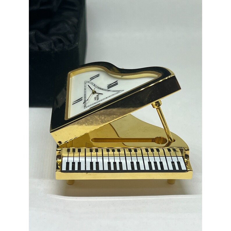 Vintage NIB Bulova: Mini Brass Piano Collectible Clock B0572 W/ CASE - Etsy