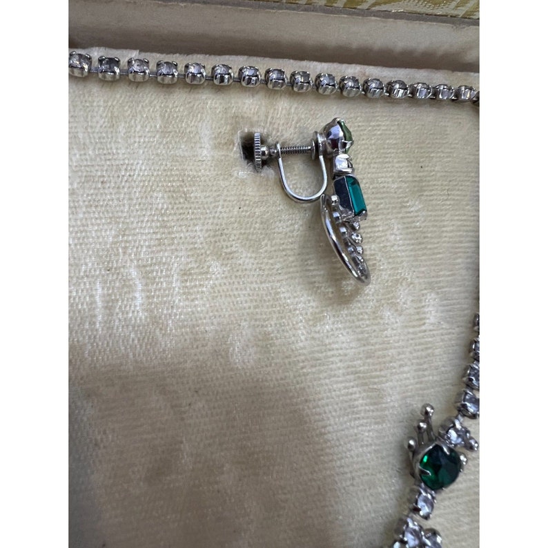 Vintage Leo Glass Fashion Jewelry Necklace and Earring Set in Original ...