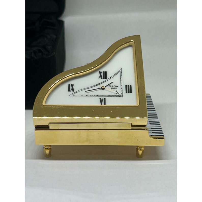 Vintage NIB Bulova: Mini Brass Piano Collectible Clock B0572 W/ CASE - Etsy