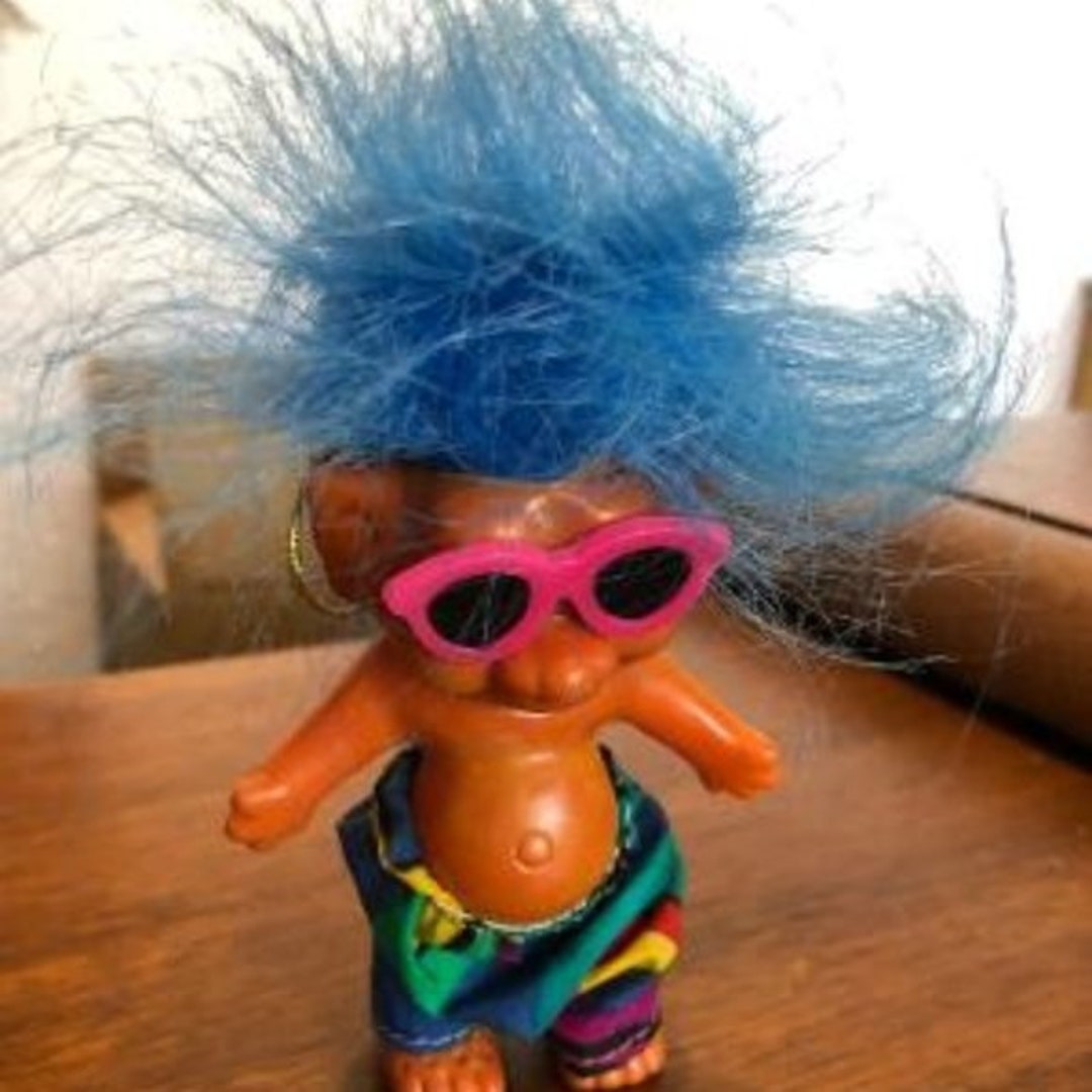 Vintage Hanging Blue Hair Hanging Troll Doll - Etsy