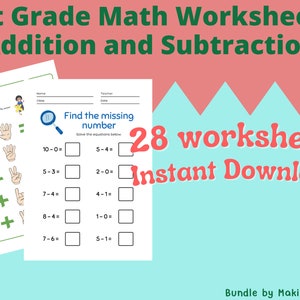 1st Grade Math Summer Worksheets | Addition | Subtraction | 28 Pages ...