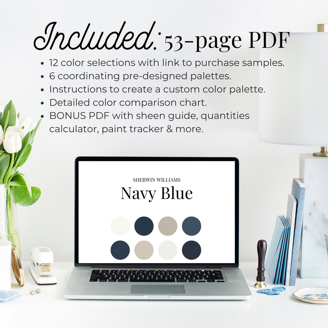 Sherwin Williams NAVY BLUE Paint Color Palette for Interior - Etsy