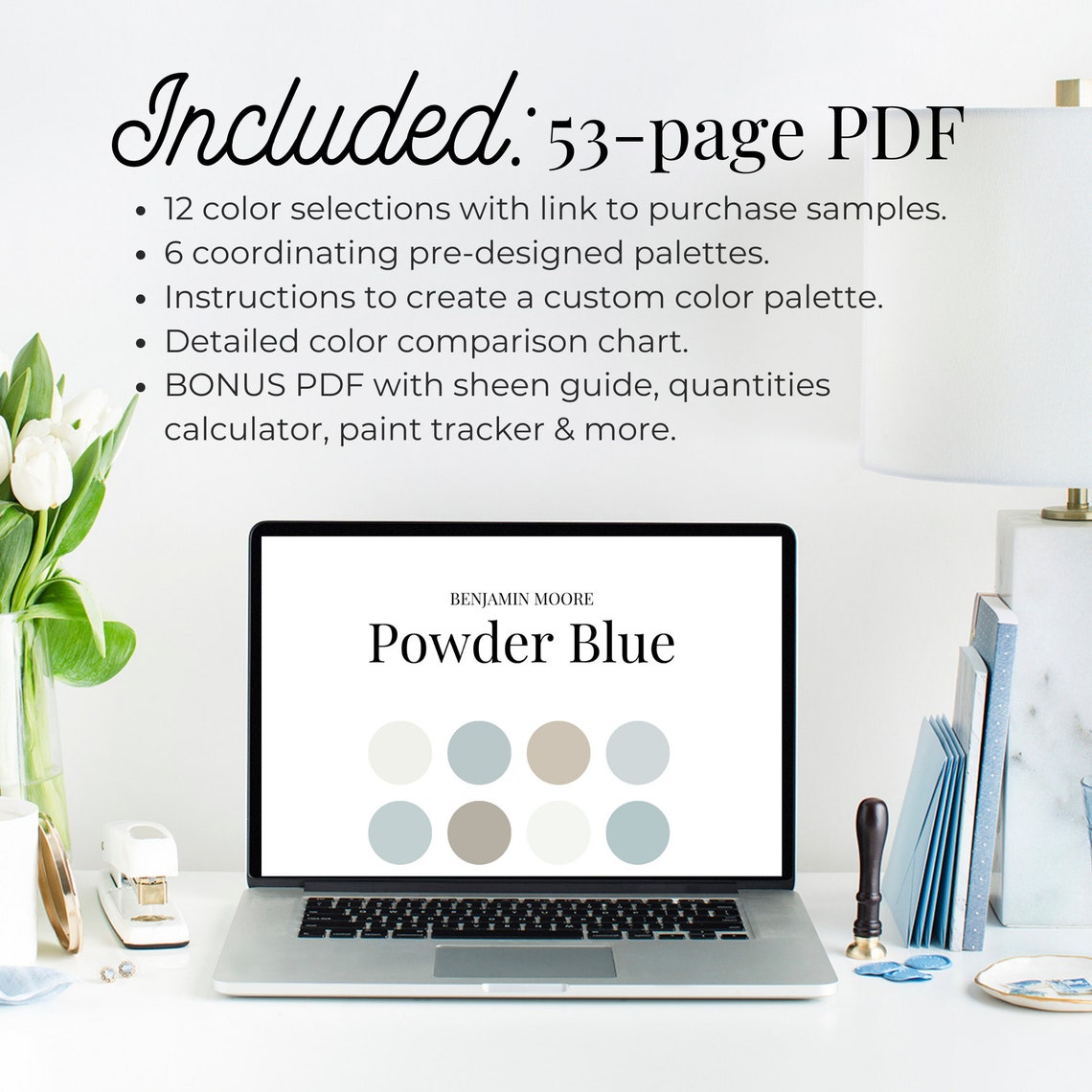 Benjamin Moore POWDER BLUE Paint Color Palette. for Home - Etsy