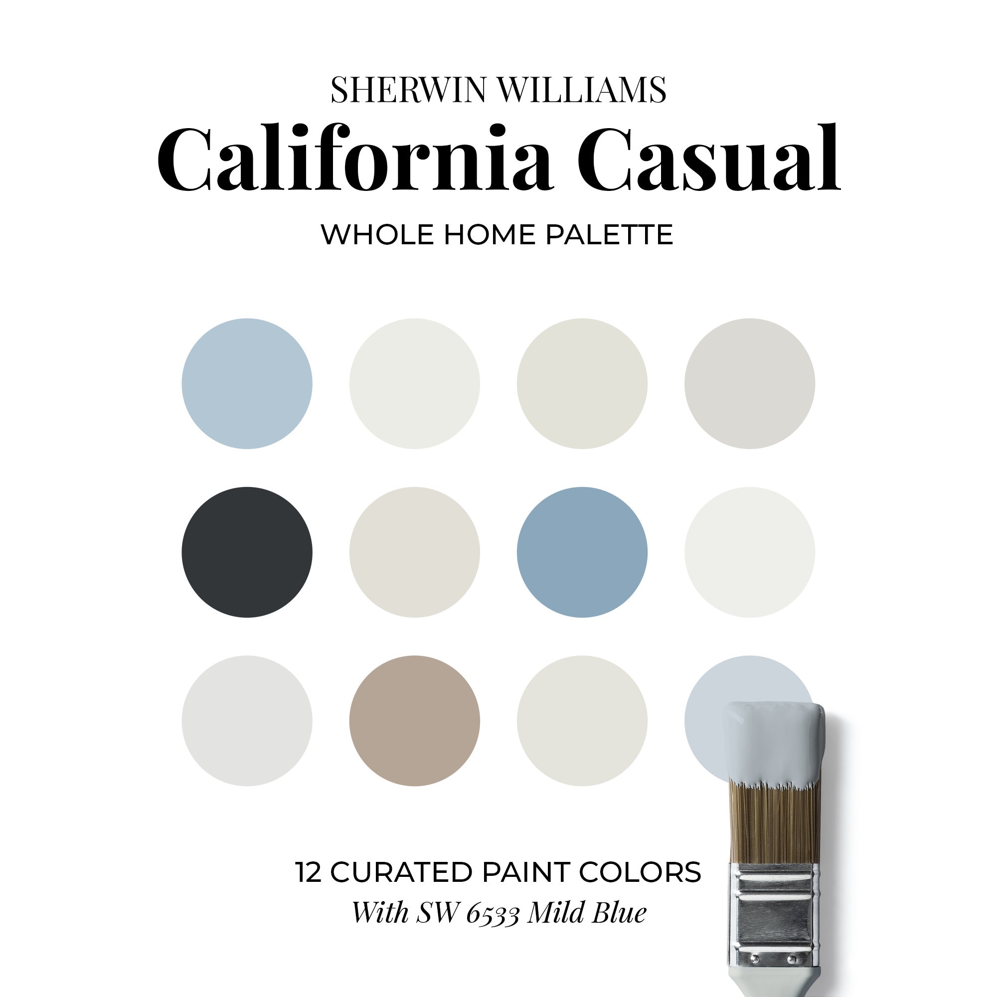 Sherwin Williams CALIFORNIA CASUAL Color Palette. Cool and - Etsy