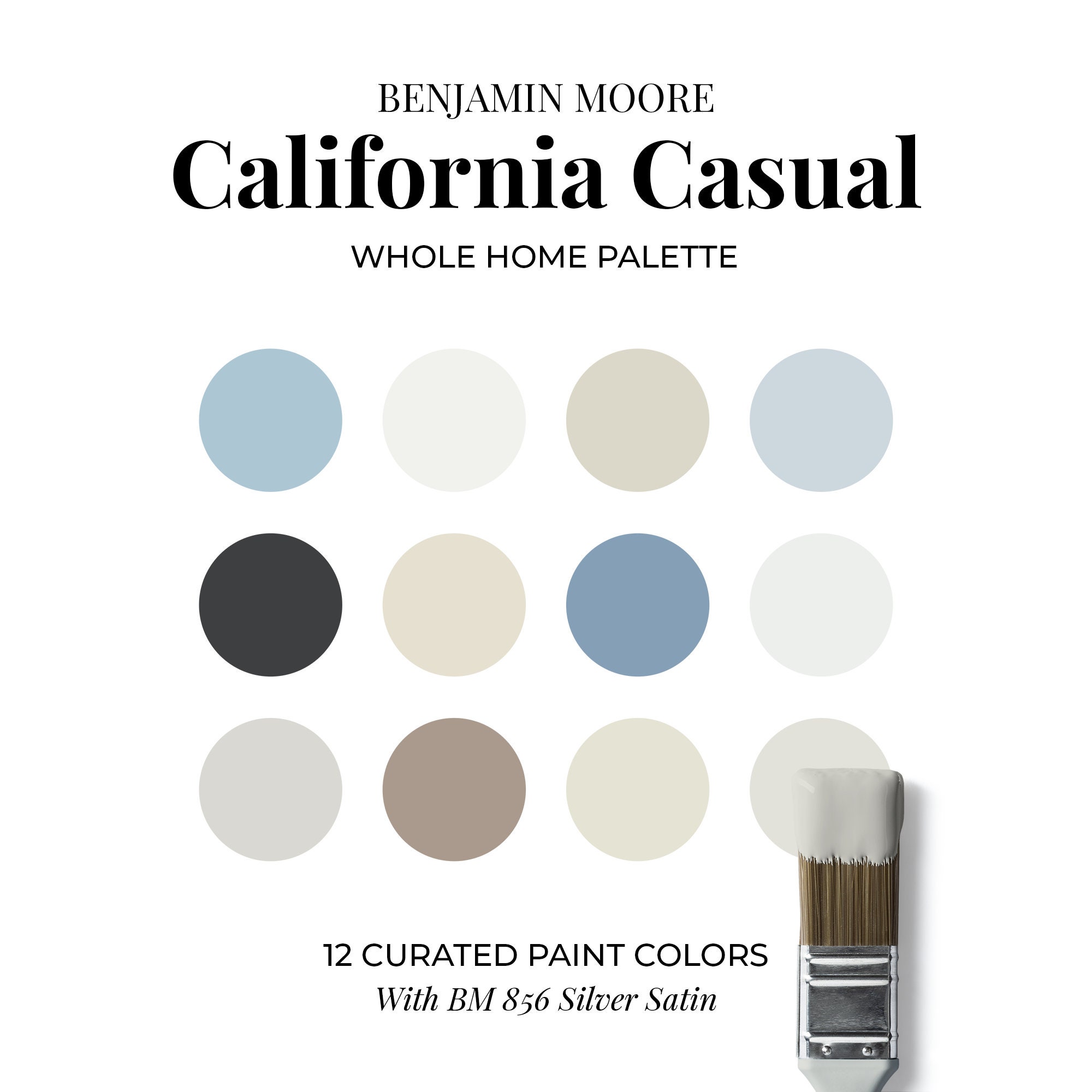 Benjamin Moore CALIFORNIA CASUAL Color Palette With Silver - Etsy
