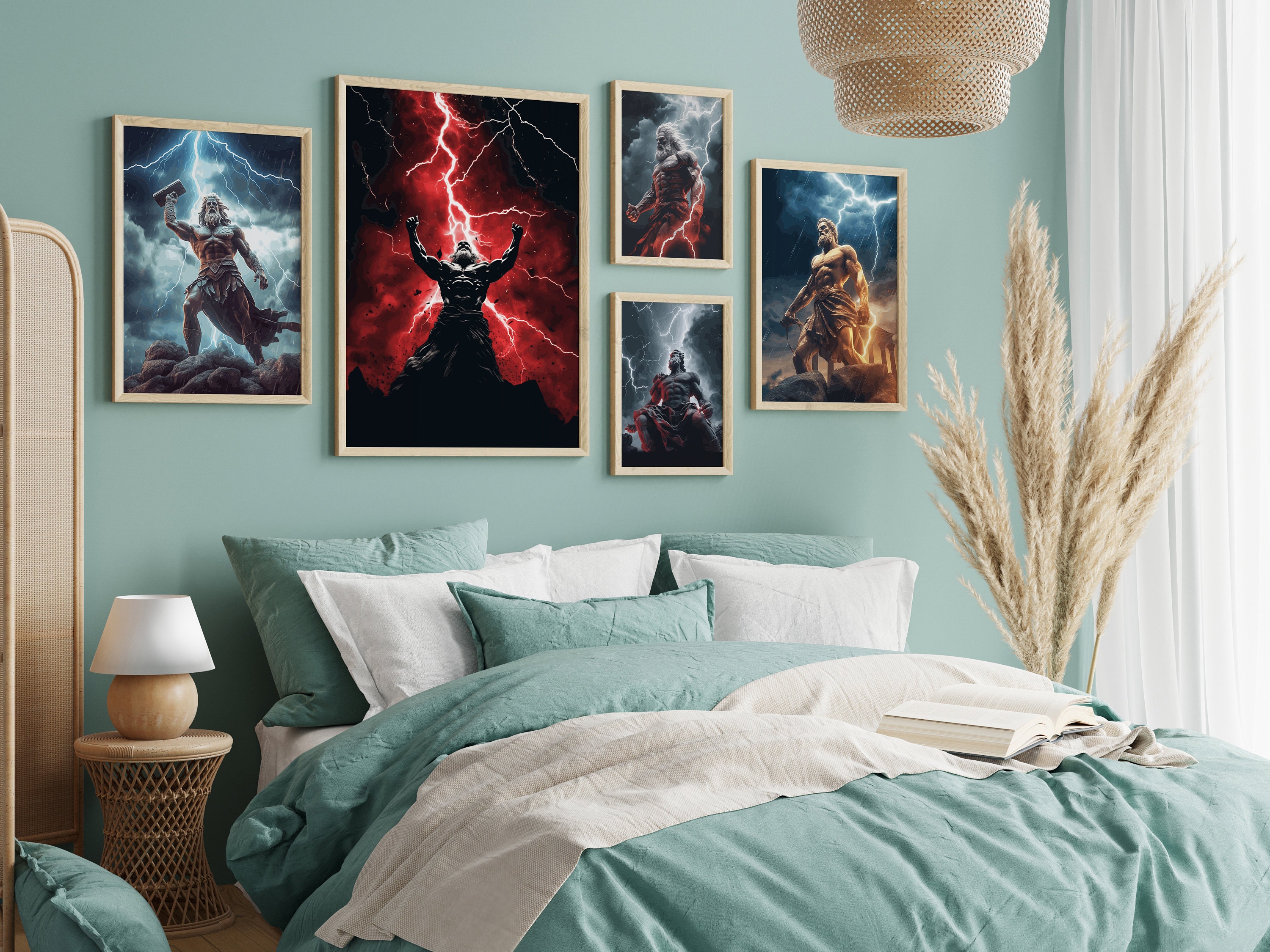 ZEUS Posters Illustration, Greek Mythology, Set of 6, Printable,digital ...