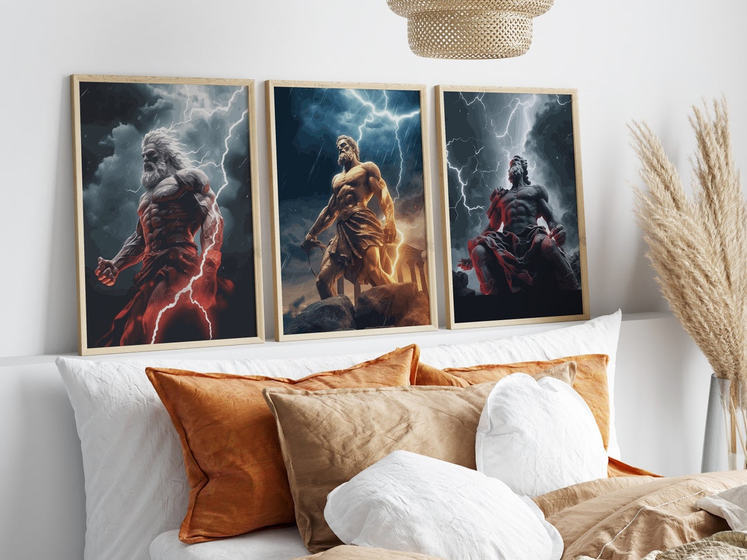 ZEUS Posters Illustration, Greek Mythology, Set of 6, Printable,digital ...