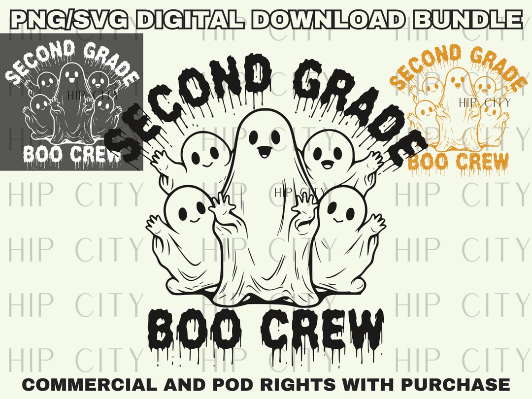 Second Grade Teacher SVG Ghost SVG Boo Crew SVG Spooky Season Png Cute ...