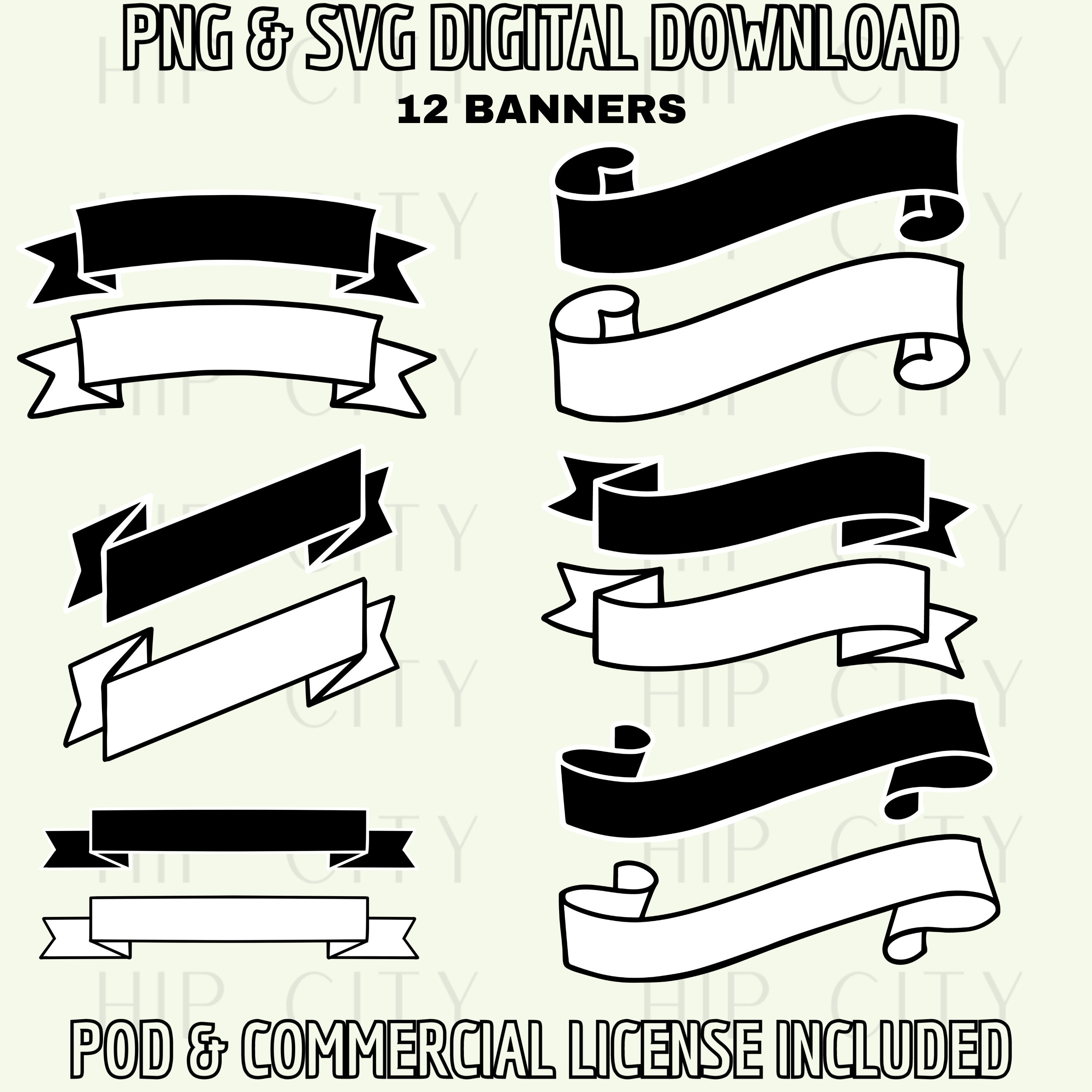 Banner Svg Bundle Banner Png Scroll Clipart Ribbon Svg Etsy