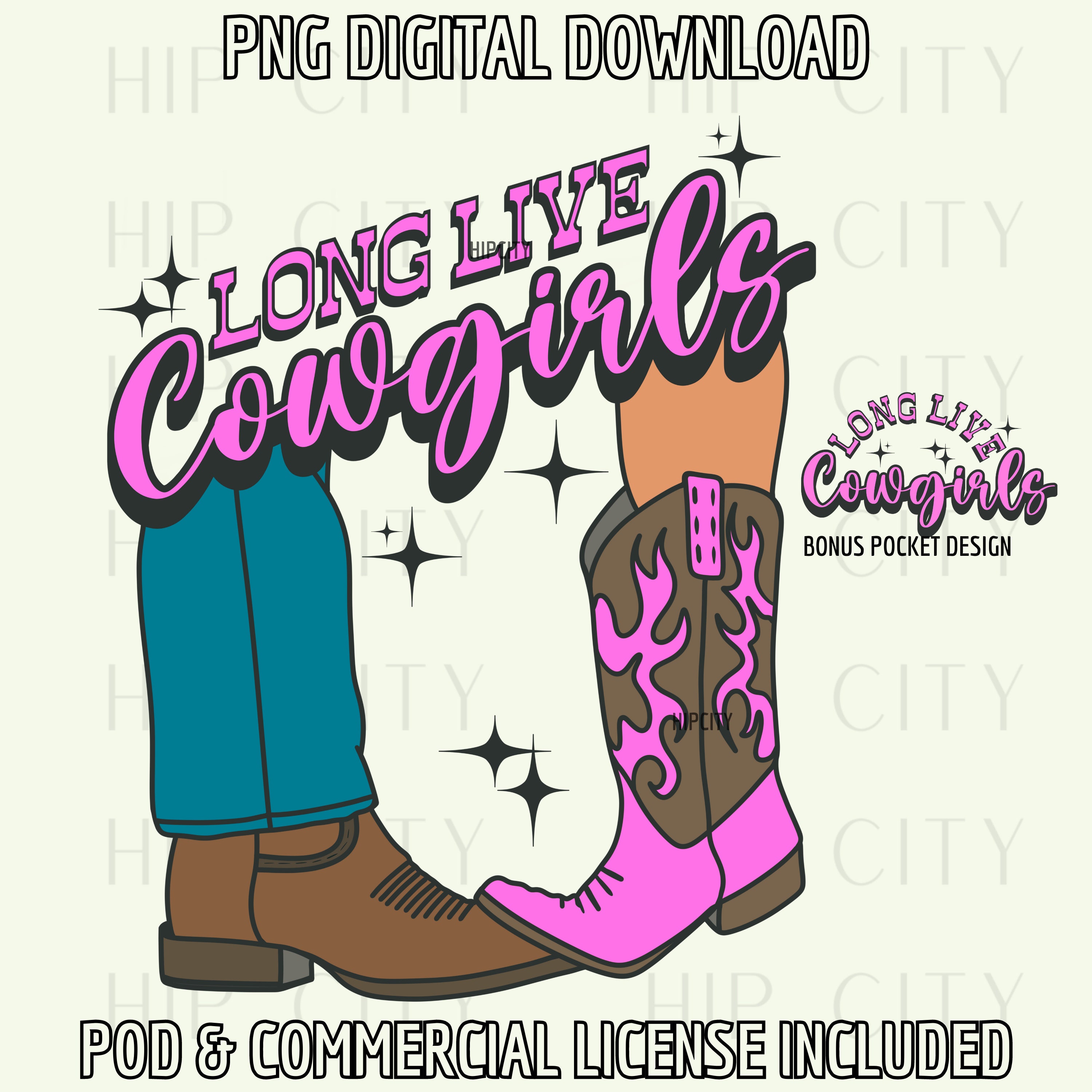 Long Live Cowgirls PNG Bundle for Sublimation, Western Pocket Set, Punchy PNG, Cowgirl Boots ...