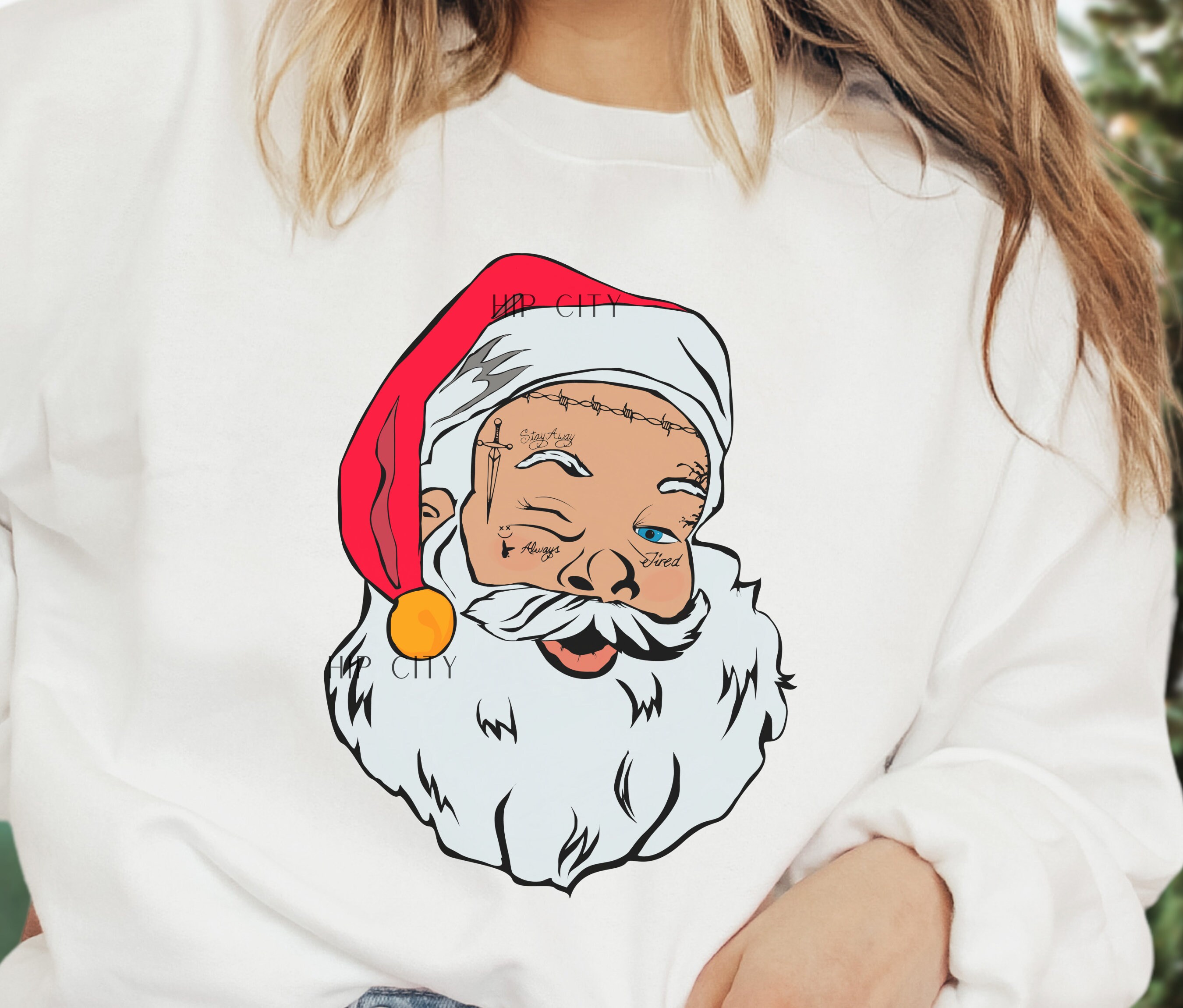 Snow Malone Santa With Tattoos PNG, Ugly Christmas Sweater Sublimation ...